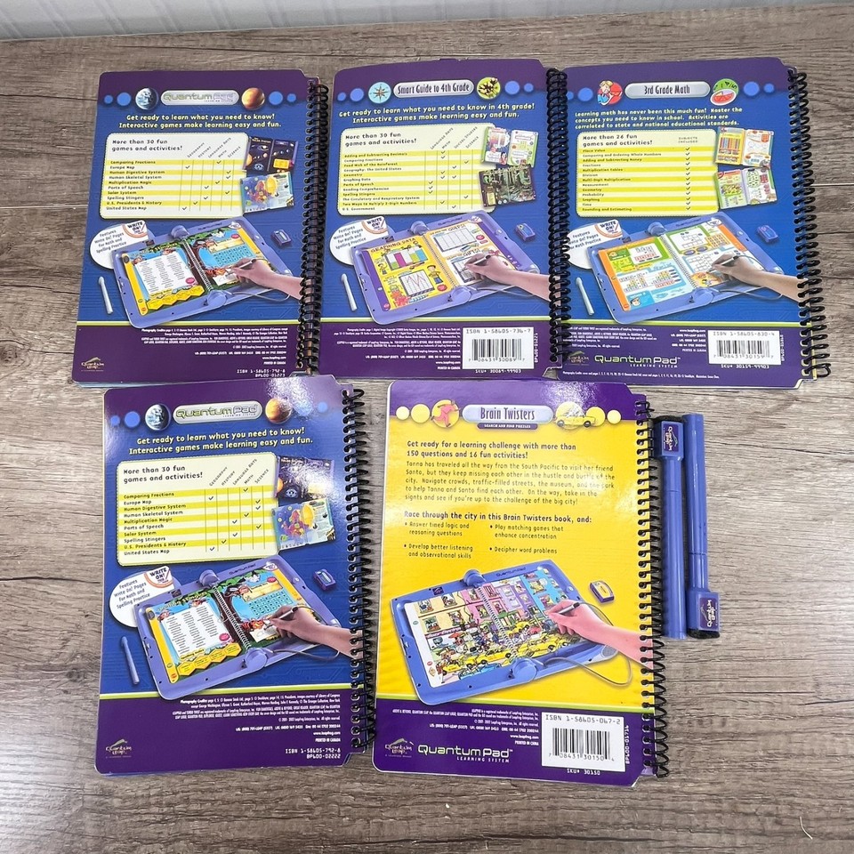 Leap Frog LeapPad Interactive Books (5) & Cartridges (5) Lot QuantumPad ...