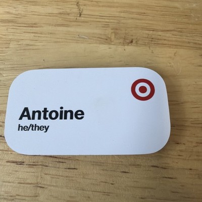 Used TARGET Employee Name Tag 'Antoine ' Engraved Magnet Back | eBay