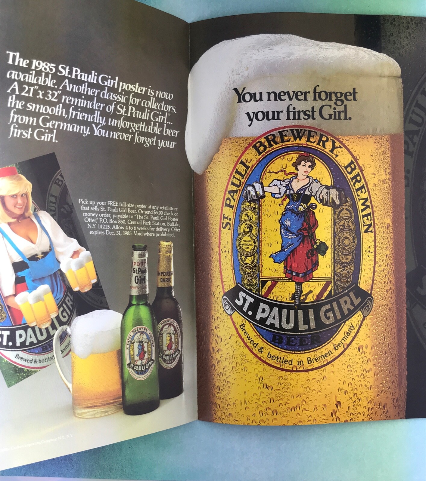 vintage 1990s pull out print advertisement ST PAULI GIRL Beer poster ...
