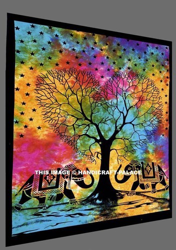 Tree of Life Hippie Tapestry Psychedelic Wall-Hanging Throw Elephant ...
