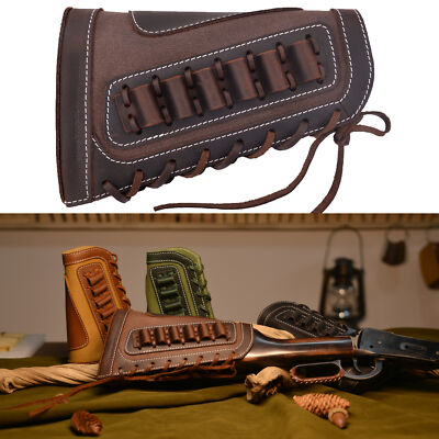 Leather Gun Butt Stock Cartridge Holder Sleeve Wraps For .308 .22LR ...