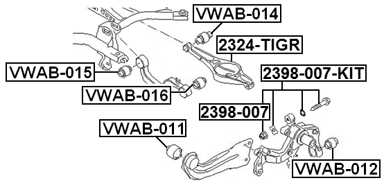 Suspension Arm Bolt W/ Washer Repair Kit For Audi 2398-007-KIT OEM ...