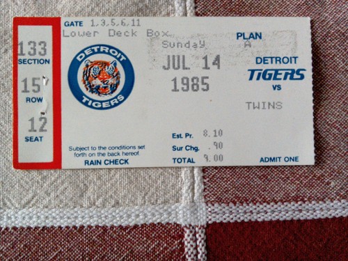 July 14, 1985, Detroit Tigers vs Twins - Jack Morris win - ticket stub ...