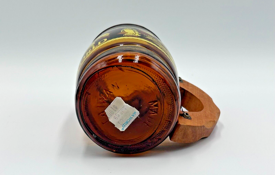 New Vintage 1975 Seaworld Beer Mug Amber Glass w/ Wooden Handle Shamu ...