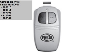 RCS Remotes 300VDX2 300MHz 10 Dip Switch for MultiCode 3060 3089 3070 ...