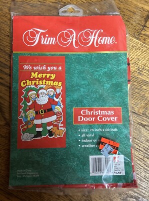 Vinyl Door Cover New SANTA Merry Christmas 28" X 60" Kmart Trim a Home ...