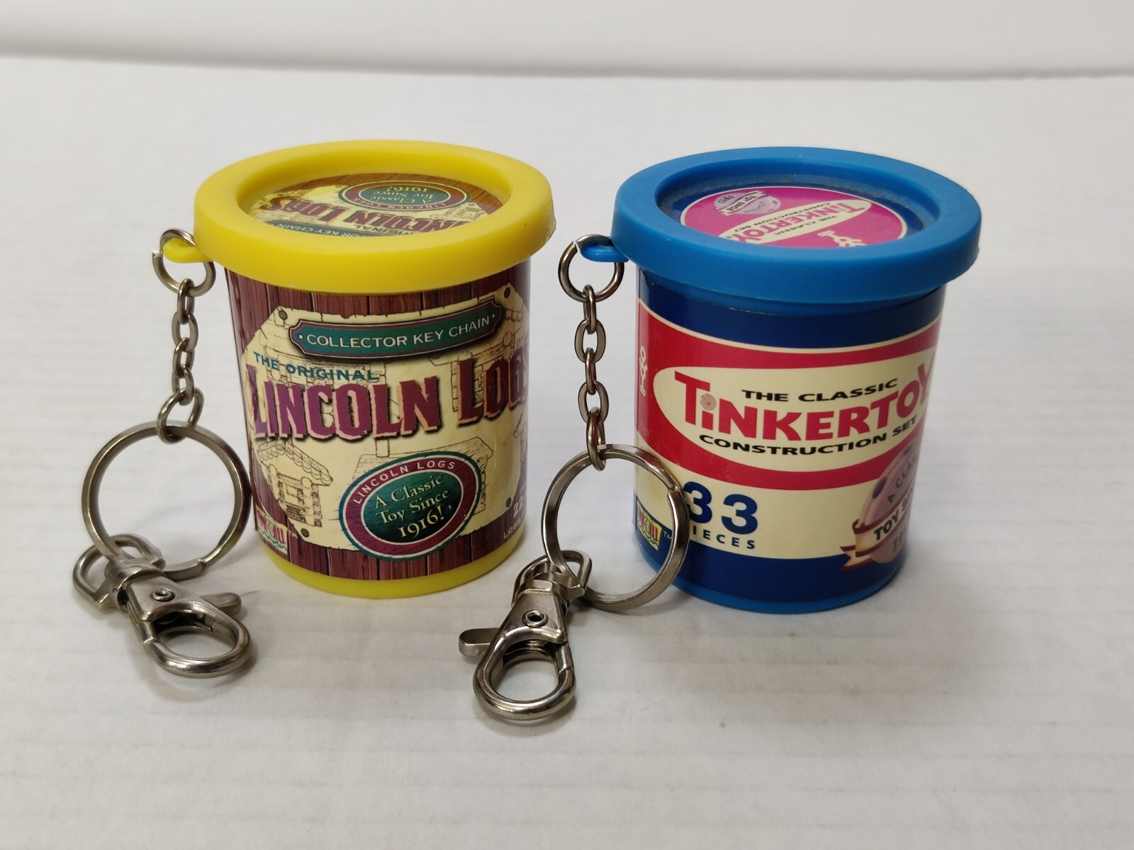 Lot Of 2 Collectable 1999 Hasbro Keychains Lincoln Logs Tinker Toys W ...