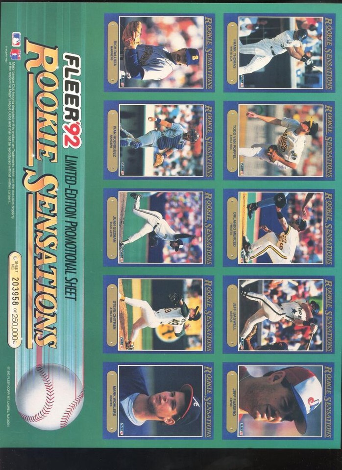1992 Fleer Rookie Sensations Baseball Card Complete Set Promotional ...