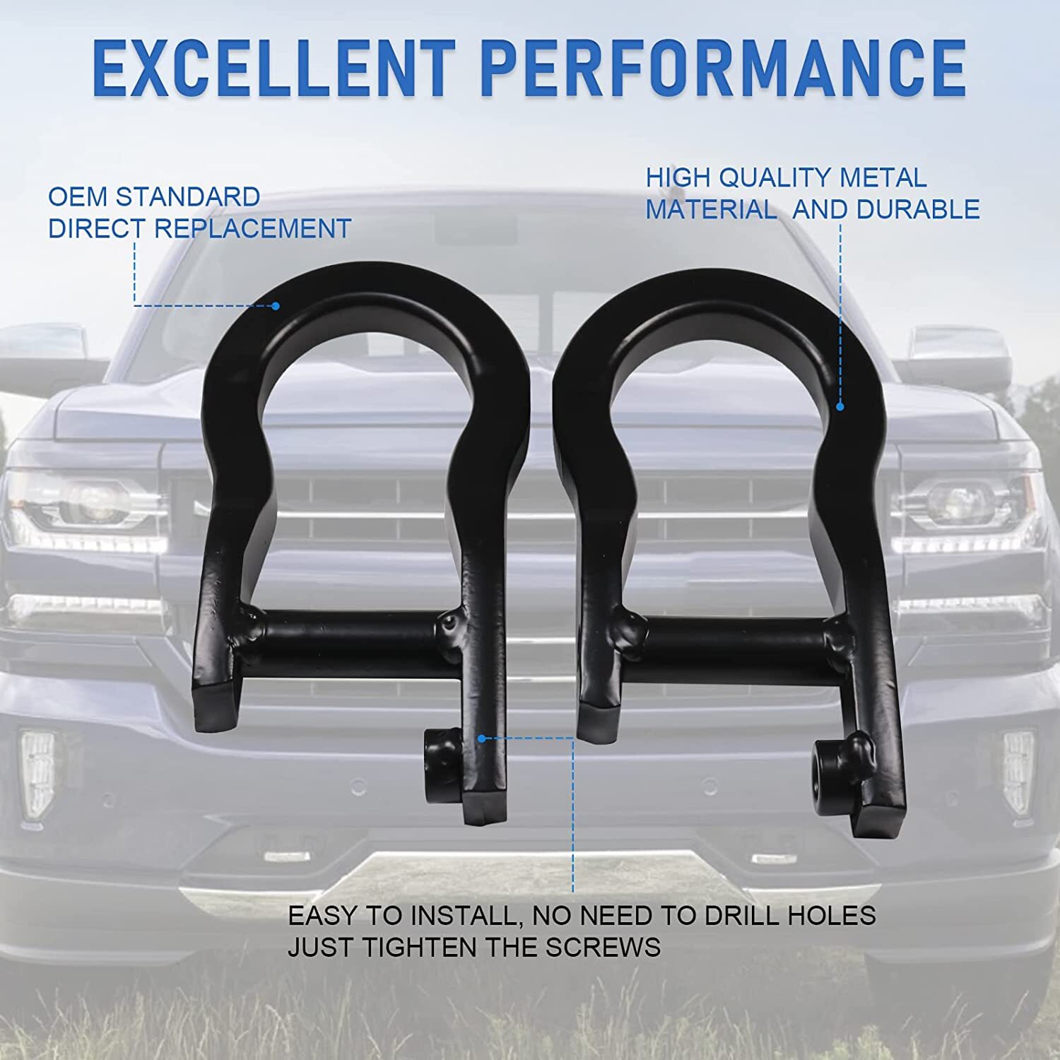 Pair (2) Tow Hooks for Chevy Silverado GMC Sierra 1500 2007-19 84192871 ...