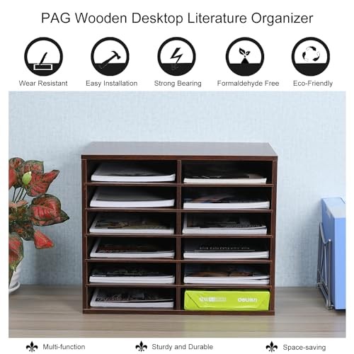 Countertop Mail Sorter Organizer, Wooden Literature 12(6x2 ...
