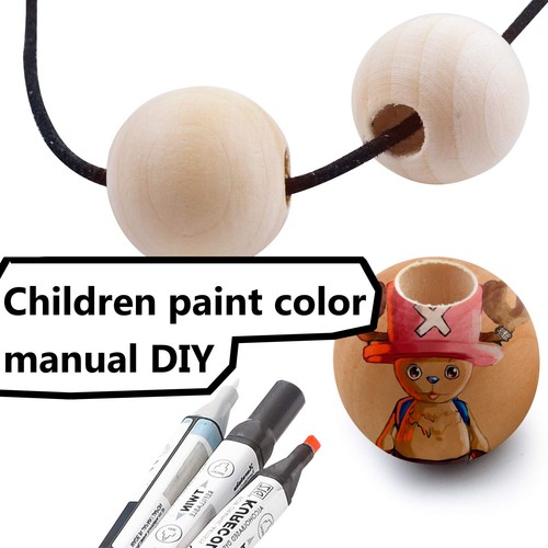 25 Pieces Wooden Beads, Natural Round Wood Loose Beads Wood Spacer 30mm ...