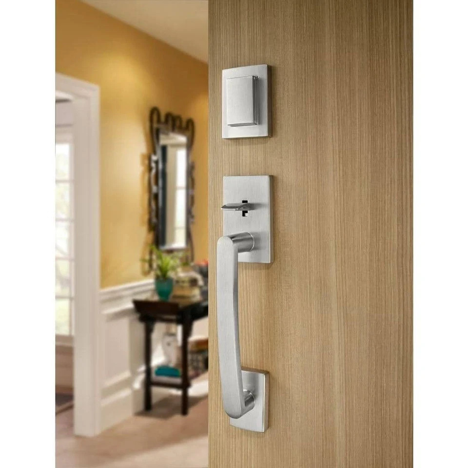 BALDWIN PRESTIGE SATIN NICKEL ENTRY DOOR HANDLESET SMART KEY SPYGRASS ...