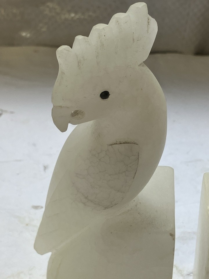 Vintage Italian Cockatoo Bird Bookends Pair Alabaster Style Decor | eBay