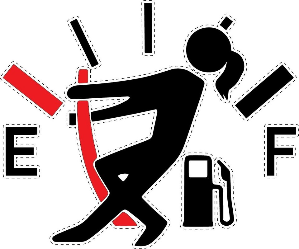 Empty Gas Tank Funny Decal Car Sticker Truck Girl Pull Fuel pick your ...