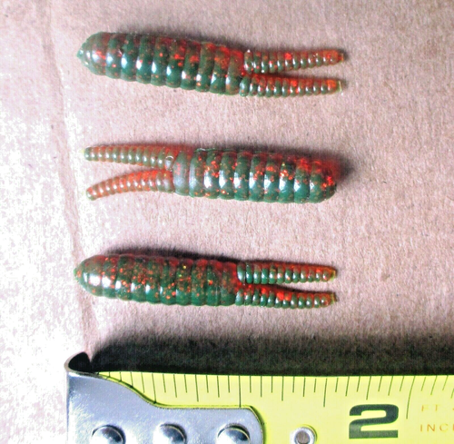 25ct MOTOROIL RED FLAKE 1.5" Split Tail BEETLE SPIN GRUBS Crappie ...