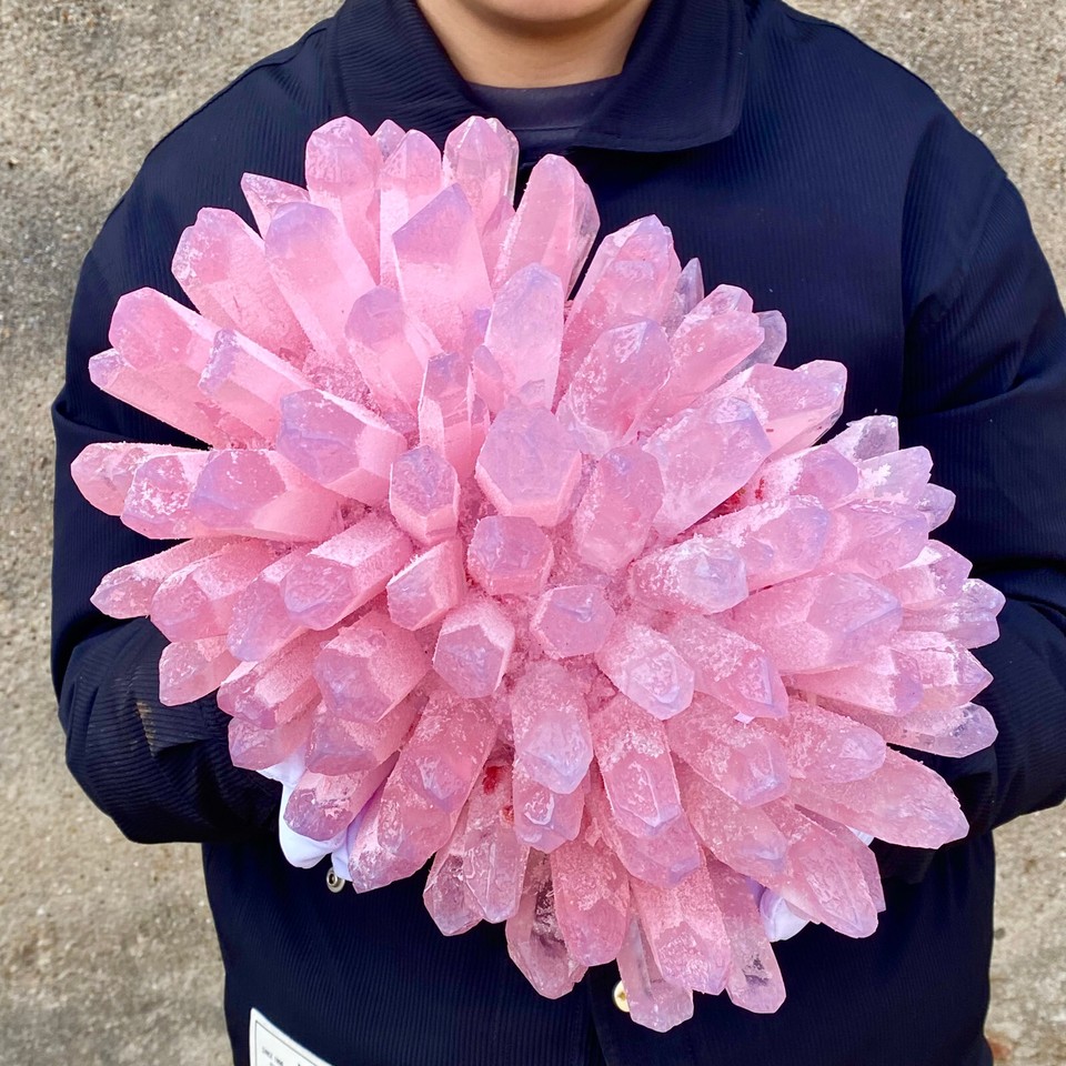 20.8LB New Find Pink Phantom Quartz Crystal Cluster Mineral Specimen ...