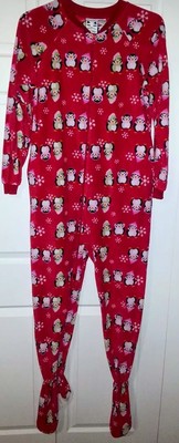 Three Penguins Footed Pajamas Love Red Footie KatNap NEW L LAST ONE ...