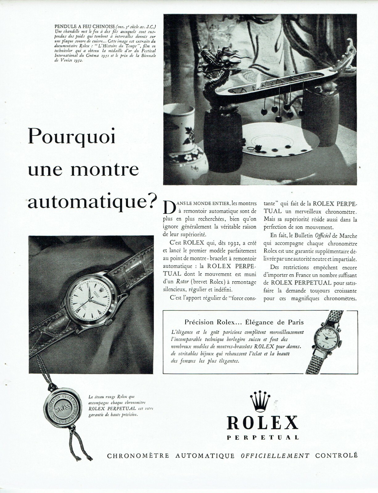 Publicité Advertising 099 1951 Rolex montre perpetual sceau rouge | eBay