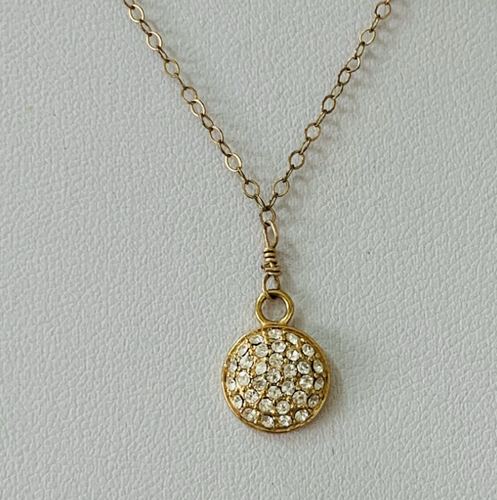 Gypsy Collection Signed Necklace Gold Tone Chain Clear Crystal Pave ...