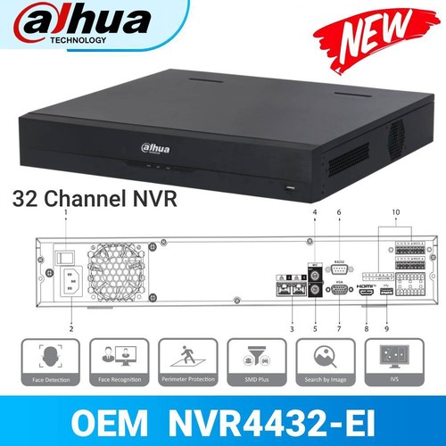 Dahua NVR4432-EI 32CH H.265 AI NVR Network Video Recorder 4SATA Face Detection | eBay