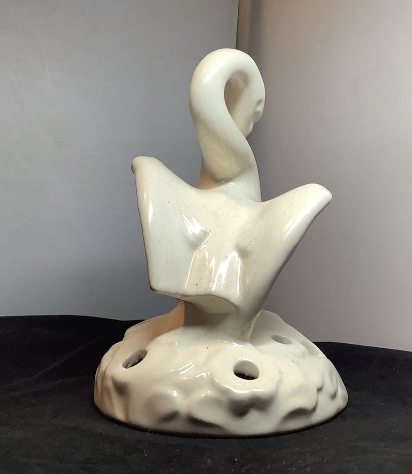 FULPER POTTERY Art Deco Figural Duck Flower Frog White | eBay