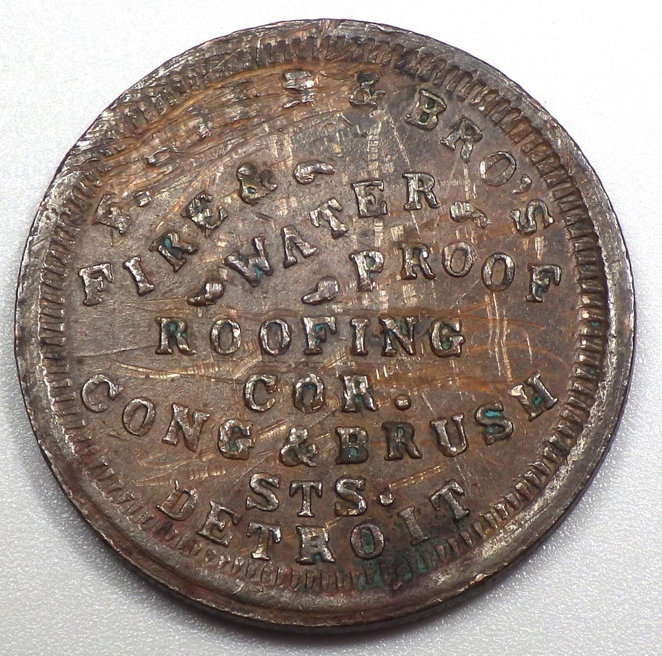 1863 Civil War Token F-225-AEa-2A Indian Head/F. GEIS & BROS ROOFING ...