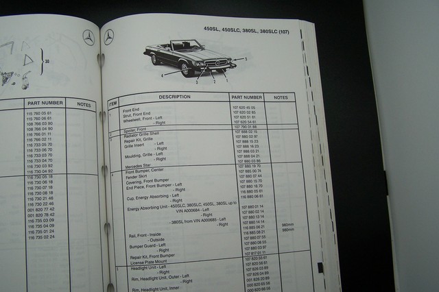 Mercedes Owners Parts Catalog Parts Numbers W107 W129 W123 W124 ...