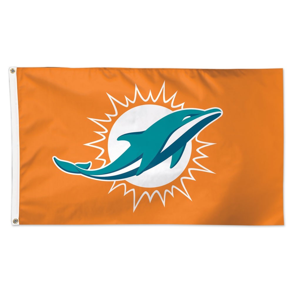 MIAMI DOLPHINS ORANGE BACK GROUND 3'X5' DELUXE FLAG BRAND NEW WINCRAFT ...