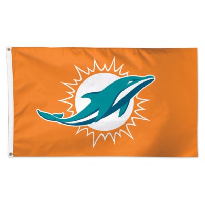 MIAMI DOLPHINS ORANGE BACK GROUND 3'X5' DELUXE FLAG BRAND NEW WINCRAFT ...