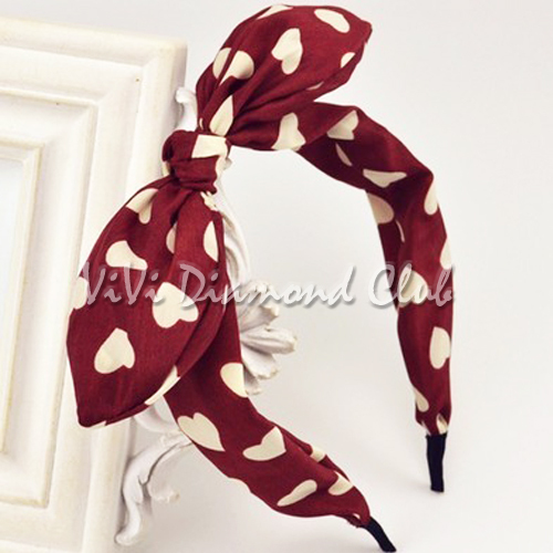 Fashion Korean Style Rabbit Bunny Ears Ribbon Scarf Hair Tie Wrap Bow ...