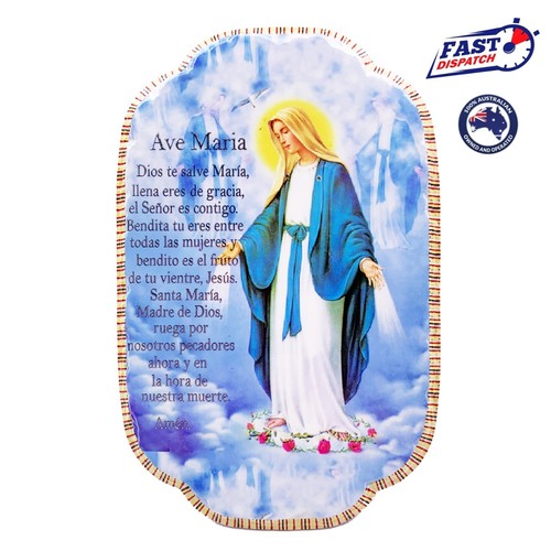 Resin Plated Mary Ave Maria Heaven Religious Icon Plaque Portrait Frame ...