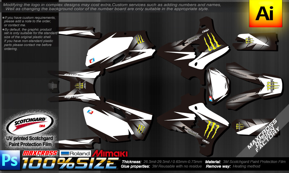 YAMAHA WR250F WR450F YZ250F YZ450F 2003-2006 MAXCROSS GRAPHICS FULL KIT ...