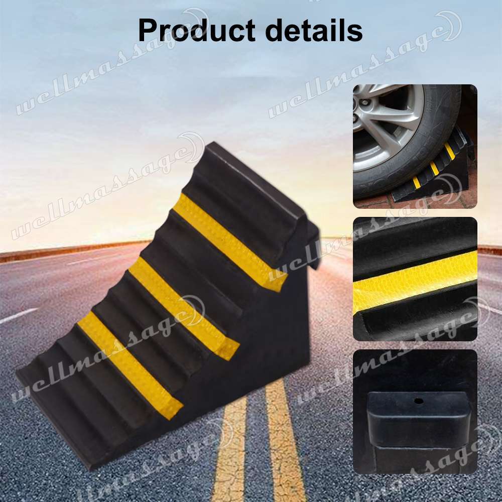 2X Heavy Duty Large Rubber Wheel Chocks w/Handle Chock For Truck ...
