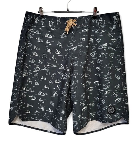 HOWLER BROS Brothers Bruja Boardshorts Men Size 38 Blue Fish Print Swim ...
