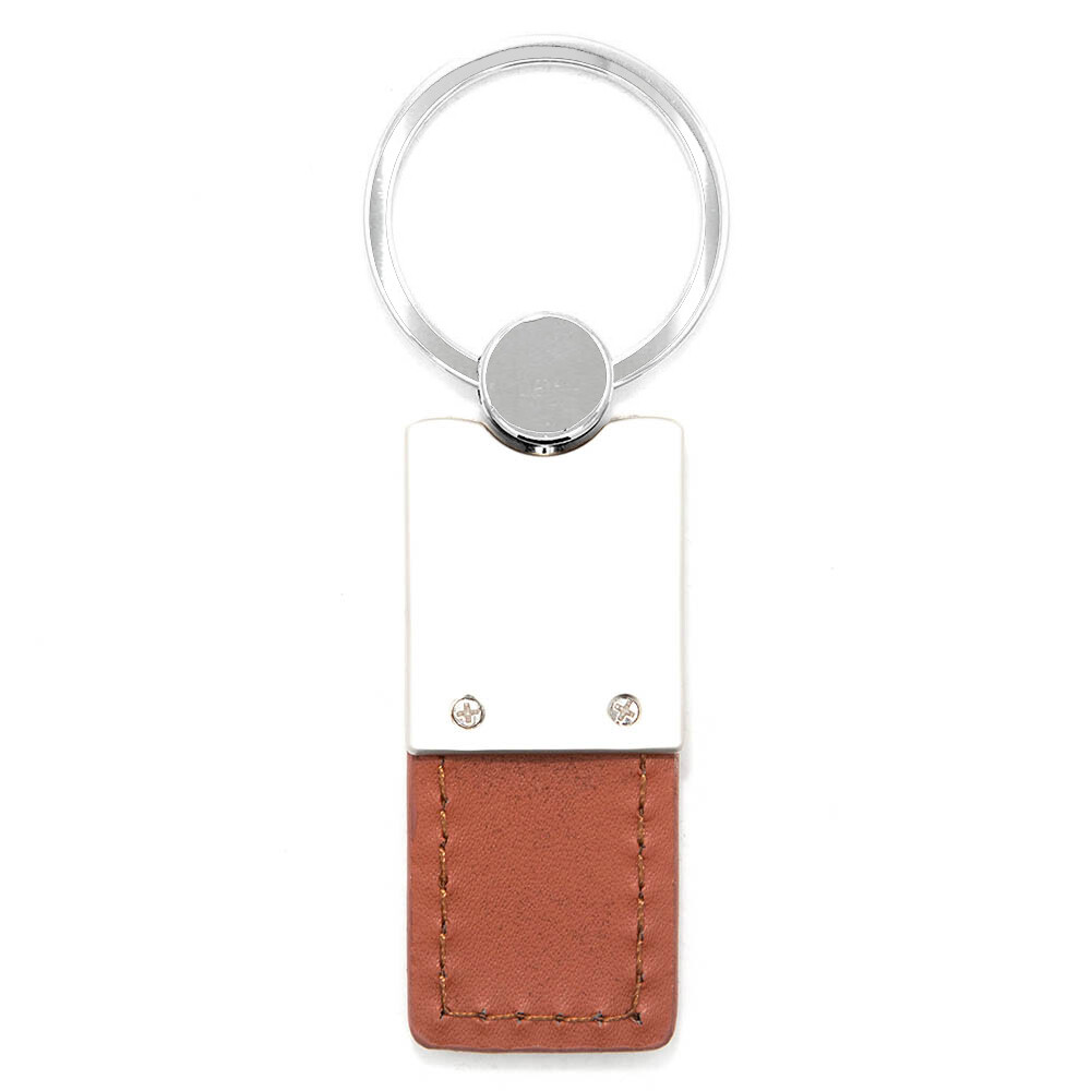Ford Racing Keychain & Keyring - Duo Premium Brown Leather & Metal Key ...