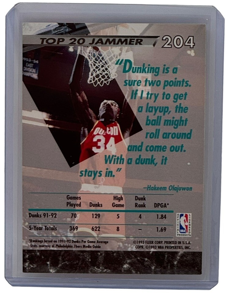 Hakeem Olajuwon 1992-93 Fleer Ultra NBA Jam Session Basketball Card ...