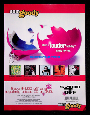 Sam Goody CDs 2003 Christmas Pink Josh Groban Print Magazine Ad Poster ...