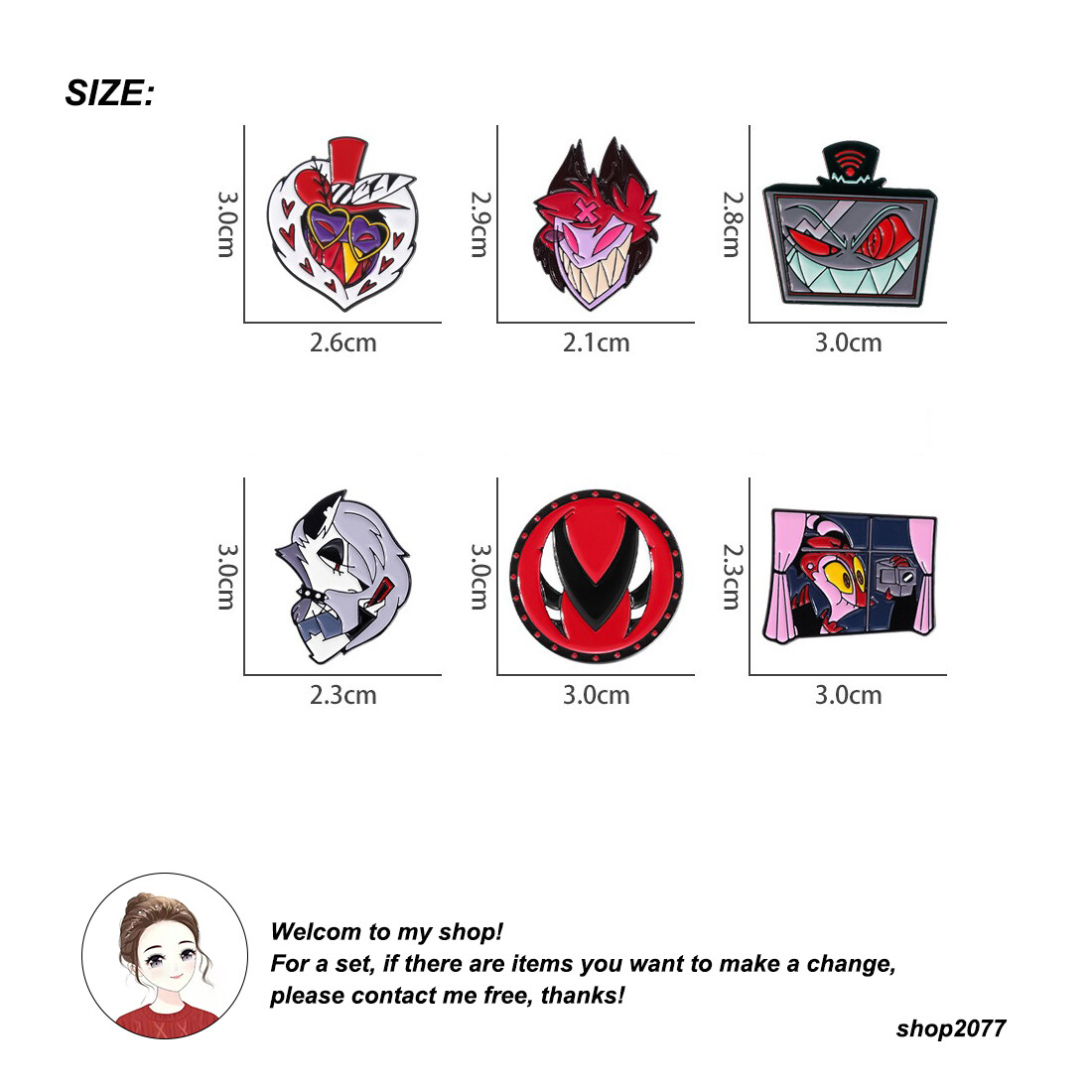 6PCS Set of Helluva Boss Hazbin Hotel Stolas Stella Octavia Enamel Pin ...