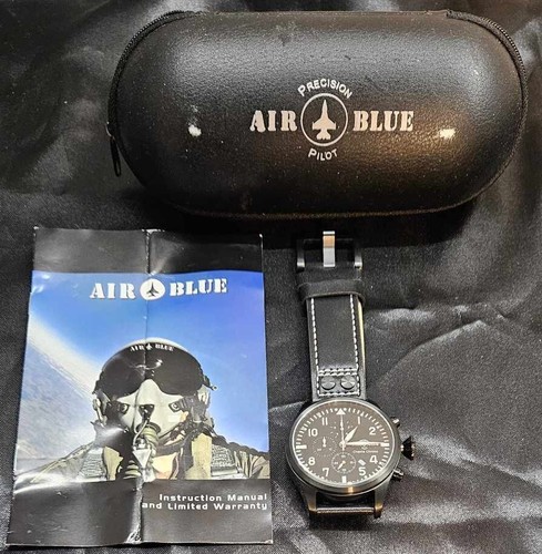 Air Blue Charlie Chronograph Pilot Watch Black Dial 44mm PVD Case ...