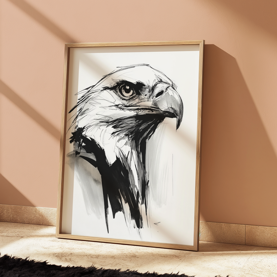 EAGLE INK DRAWING PRINT SKETCH 8" x 10" EAGLE WALL ART EAGLE ANIMAL ...