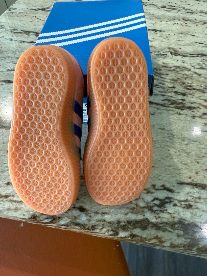 adidas Gazelle EL I Infant/Toddler Size 7K Pink/Blue Suede Gum Sole ...