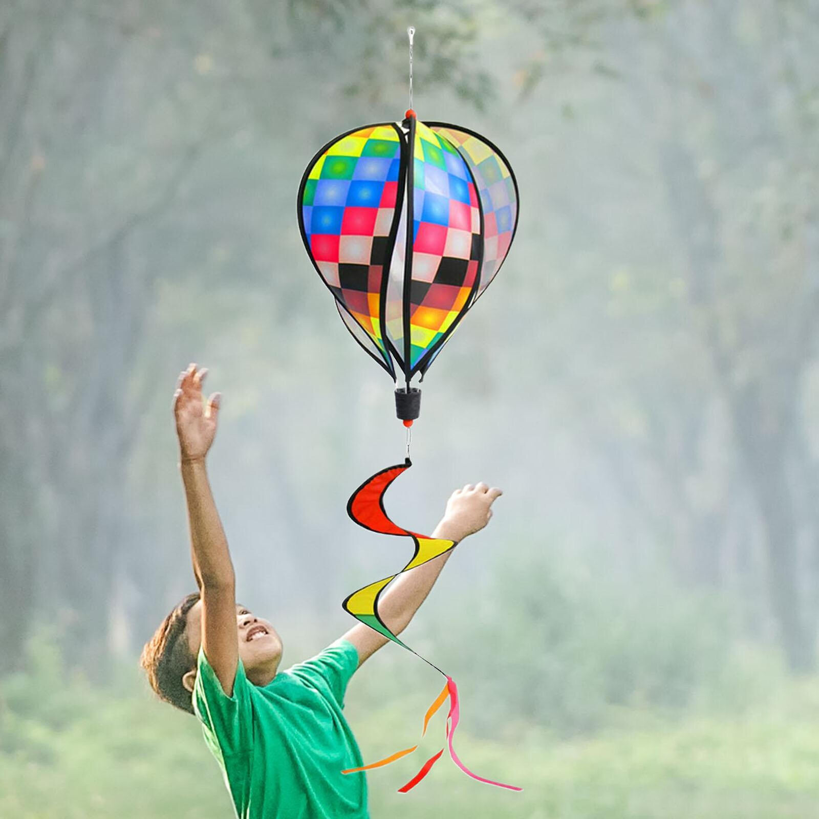 Hot Air Balloon Wind Spinners Hanging Rainbow Balloon Outdoor Garden ...