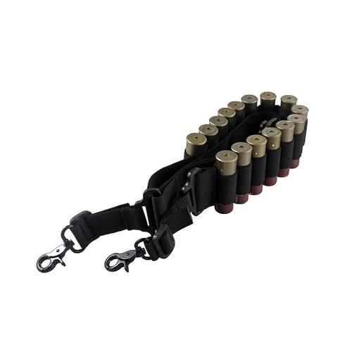 Two Point Shotgun Sling Strap with 15 Rounds 12 GA Shell Ammo Bandolier ...