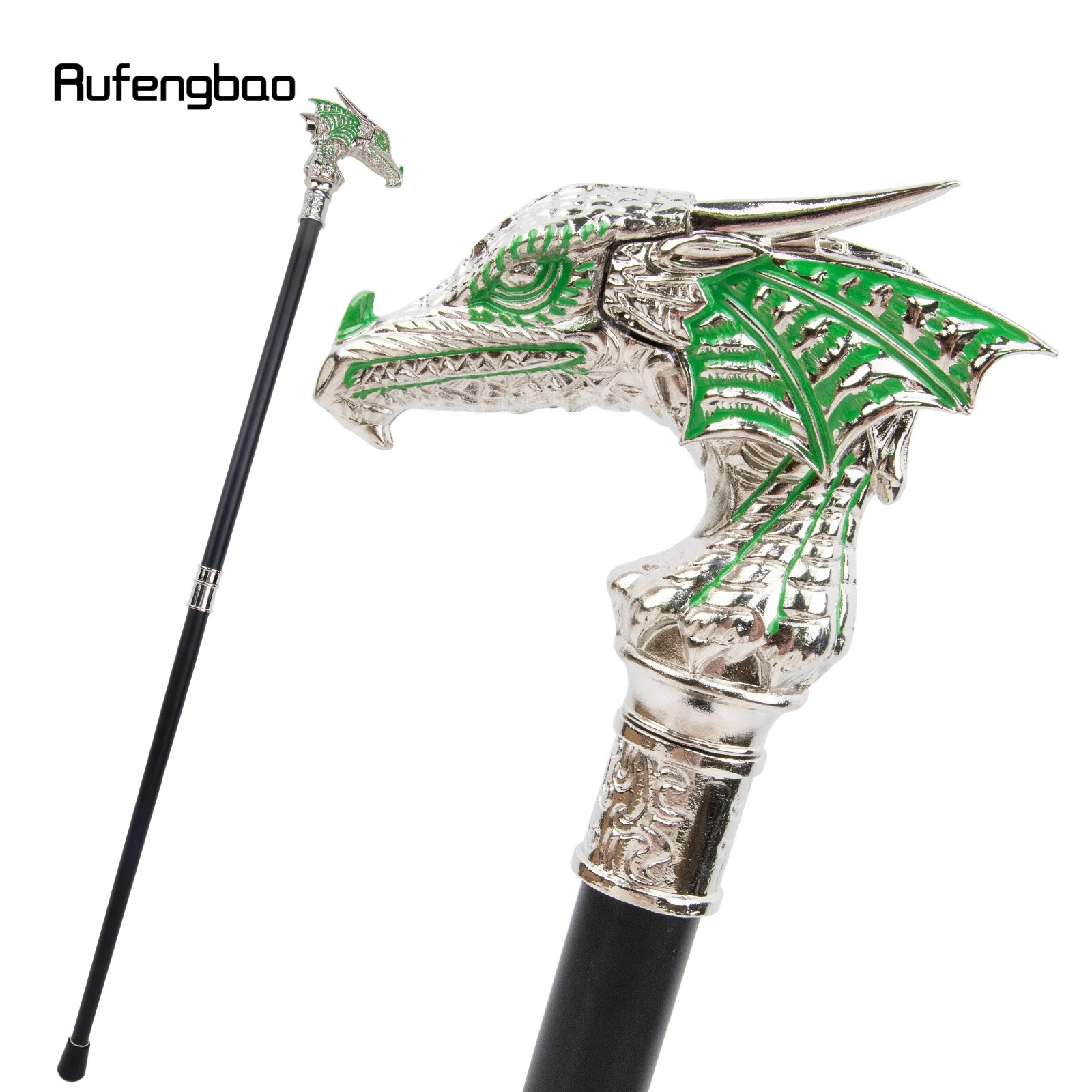 Green White Luxury Dragon Head Walking Cane Fashion D… - Gem