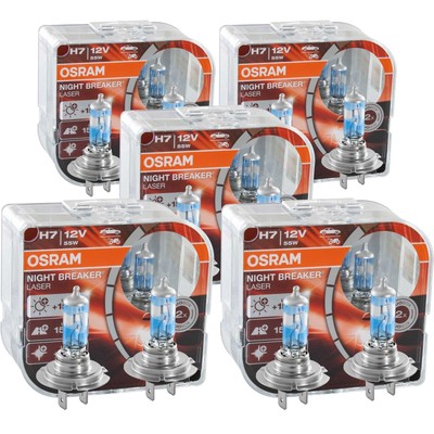5x OSRAM NIGHT BREAKER LASER H7 DuoBox 1500 lm 64210NL-HCB Glühbirnen ...