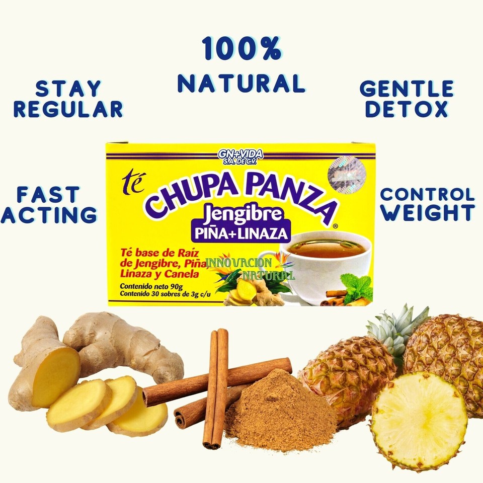 Chupa Panza Detox Ginger Tea 30 Day Supply Te Chupa Pansa de Jengibre ...