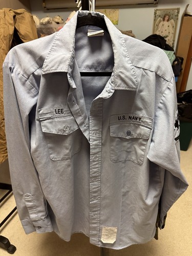 GENUINE US NAVY LONG SLEEVE CHAMBRAY MAN'S UTILITY WORK SHIRT (XL) | eBay