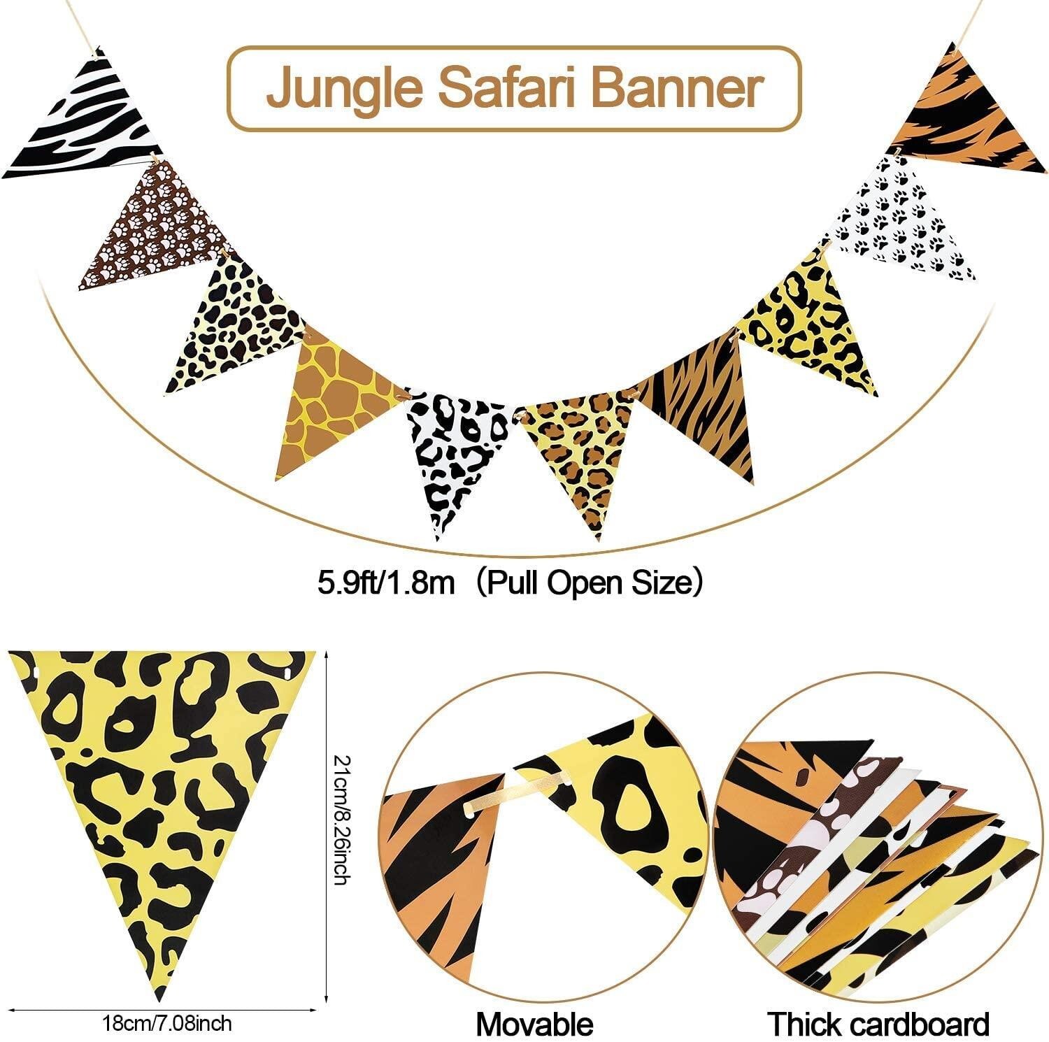 Jungle Safari Banner Animal Themed Bunting Banner Birthday Anniversary ...