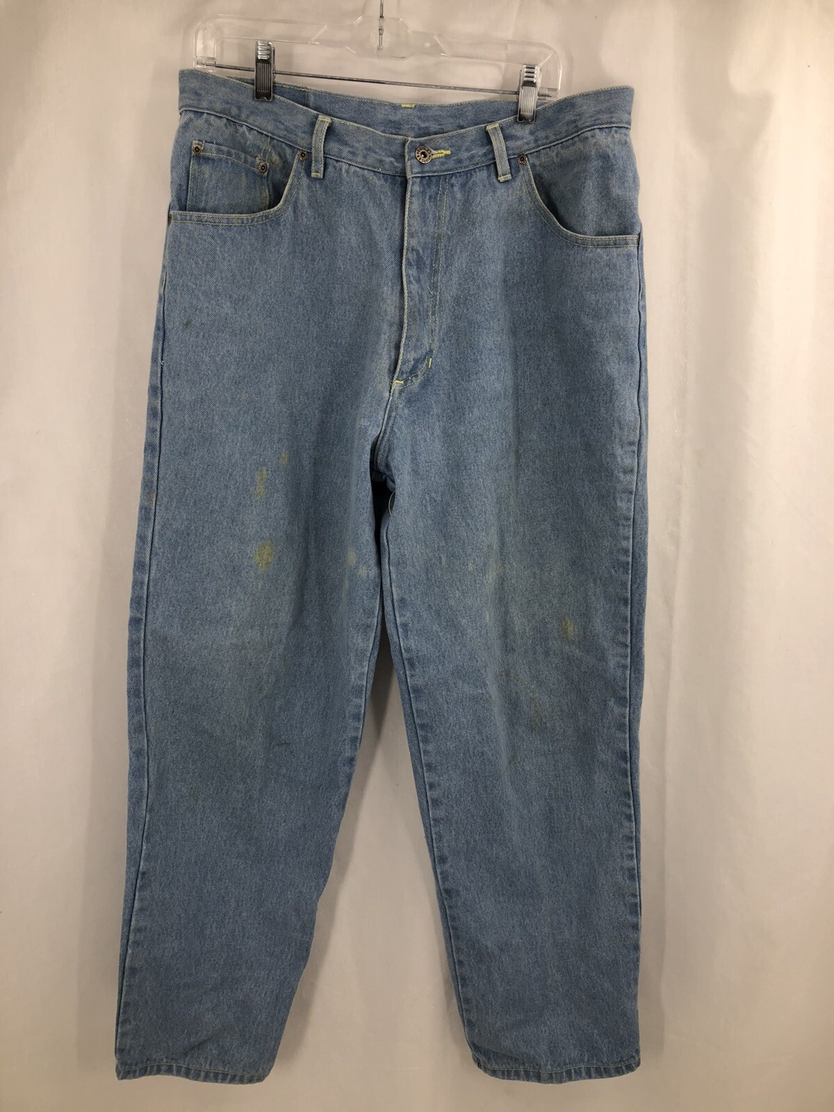 VINTAGE Cotler Heavy Denim Blue Jeans Factory Stained… - Gem