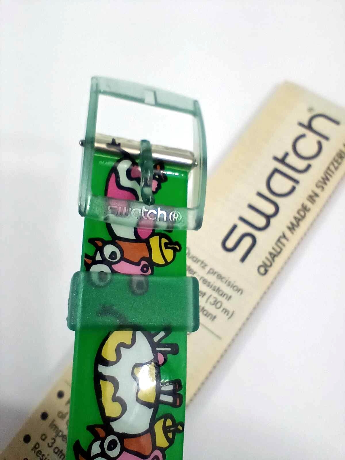 Vintage 2000 Swiss Swatch Standard Original Crazy Train Cows Green ...